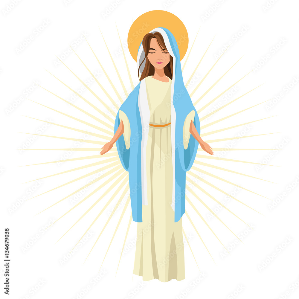 Holy mary woman girl cartoon religion saint icon. Pastel colored and ...