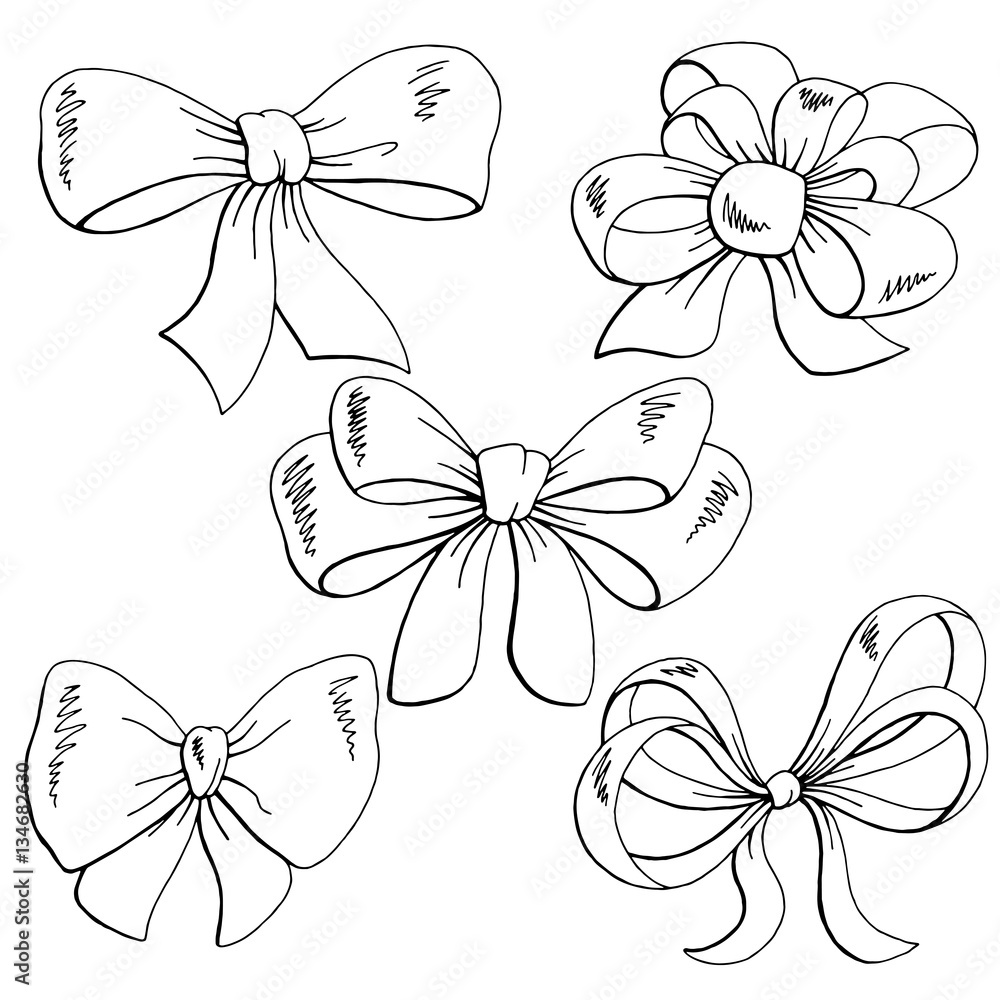 Bow set graphic black white isolated sketch illustration vector Stock ...