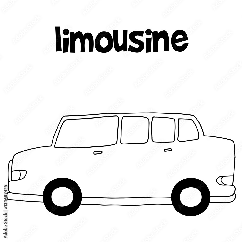 Limousine car with hand draw Stock-Vektorgrafik | Adobe Stock
