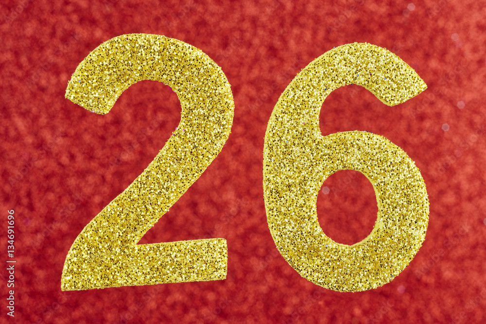Number twenty-sixn yellow color over a red background. Anniversa Stock ...