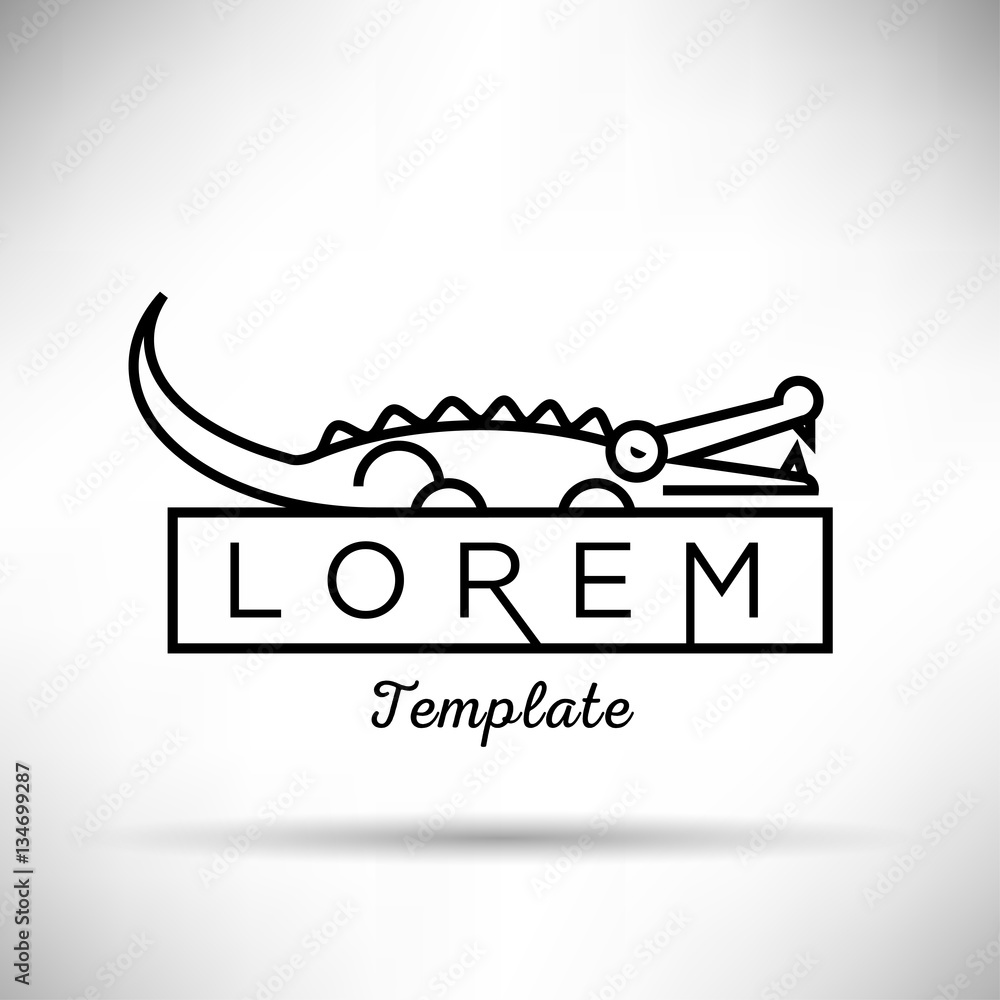 Linear Crocodile Sign Vector Design Stock Vector | Adobe Stock
