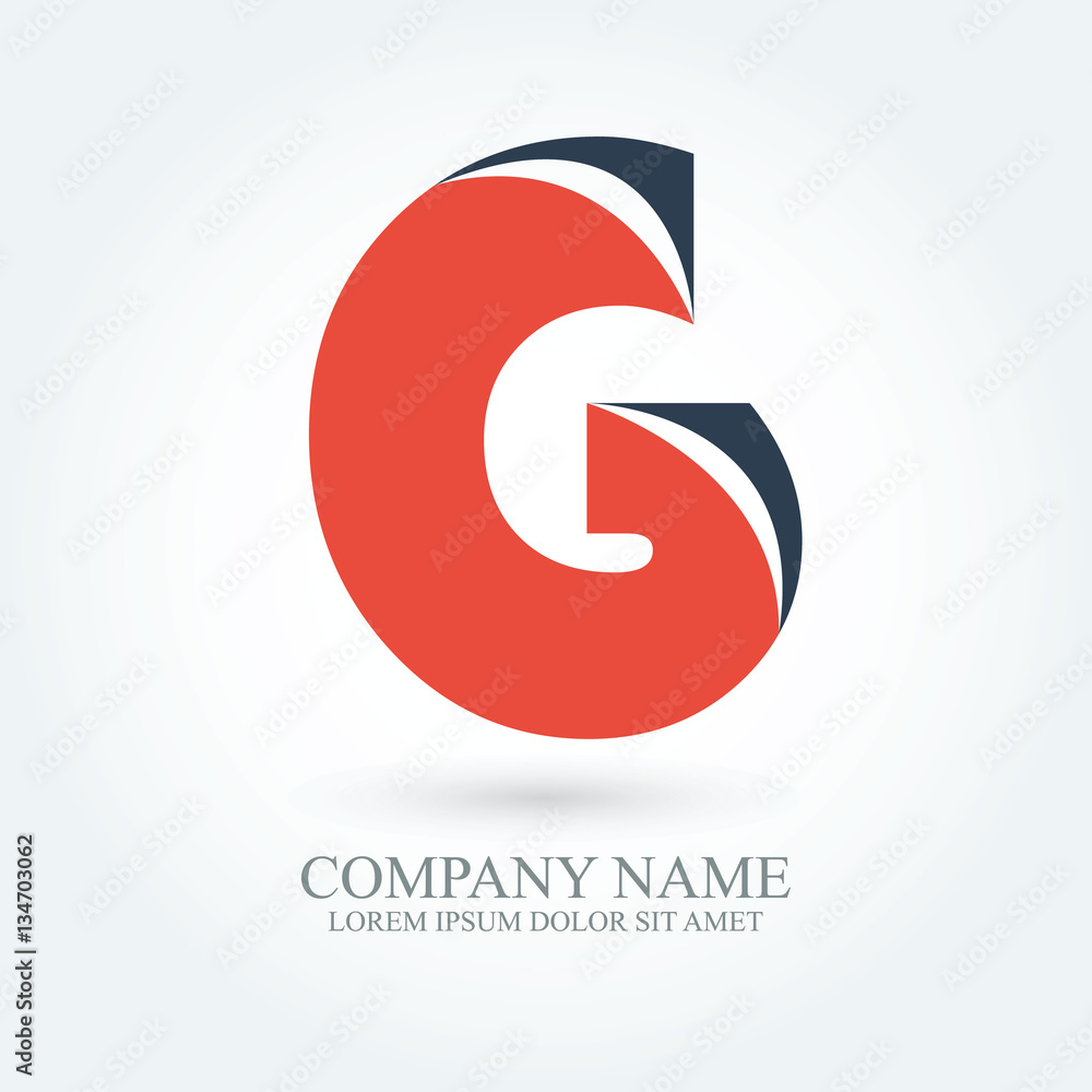 flat modern typography initial letter g, alphabet logo design for brand ...