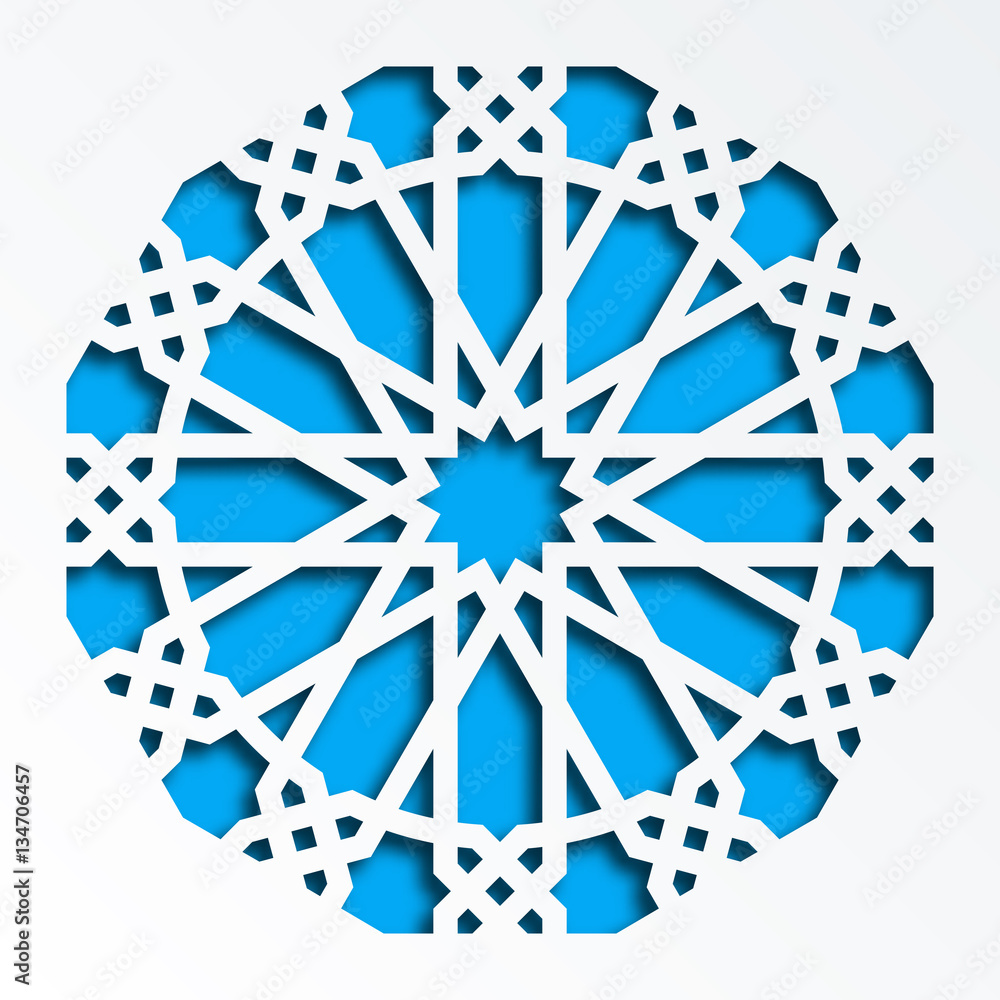 Islamic geometric pattern. Vector 3D muslim mosaic, persian motif ...