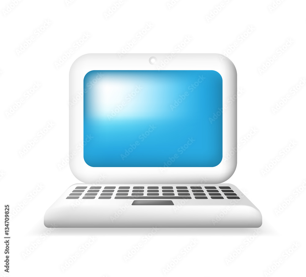 Cute White Laptop on White Background. Isolated Vector Illustration ...