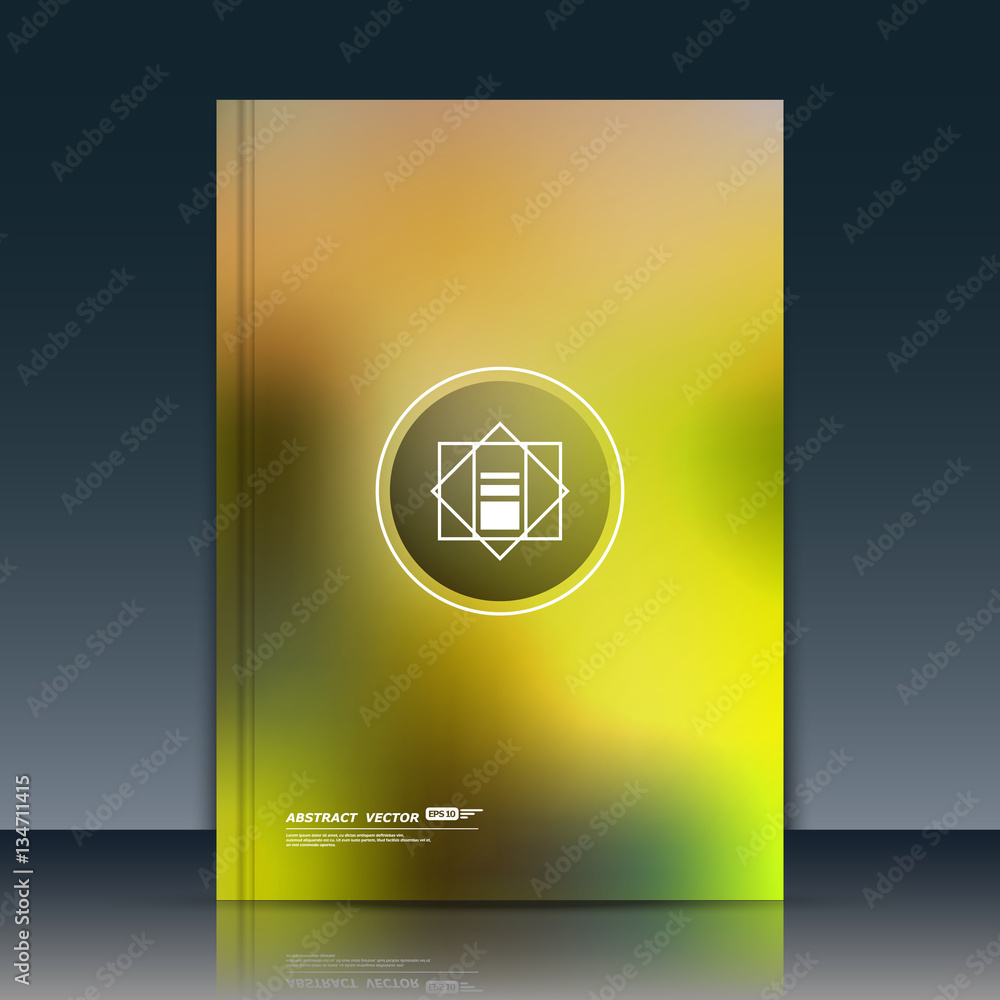 Abstract composition, text frame surface, yellow a4 brochure title ...