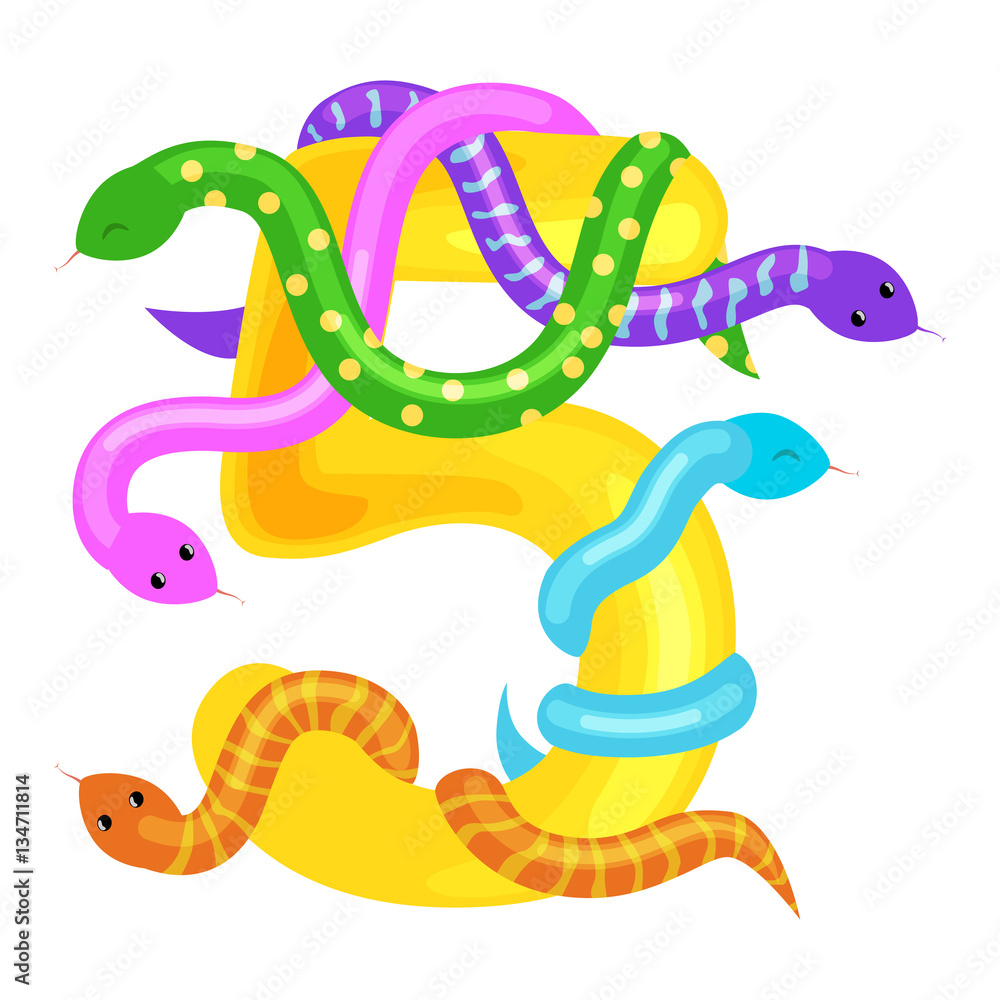 ordinal number five for teaching children counting snake with the ...