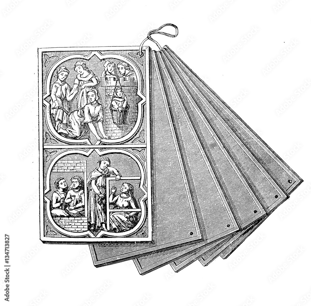 Antique carved ivory tablets, collectible objects used as scratchpad ...