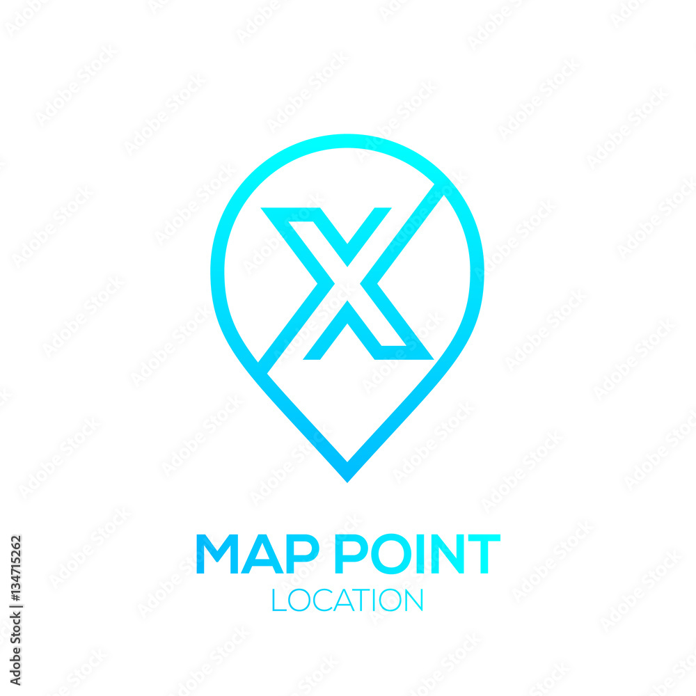Letter X Logo Map Point Location,City locator,Pin maps symbol,Gps icon ...
