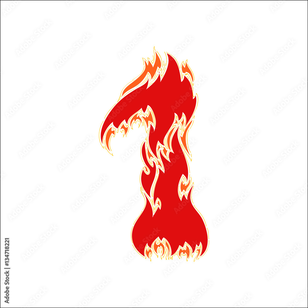 fiery font red number 1 on white background Stock Vector | Adobe Stock
