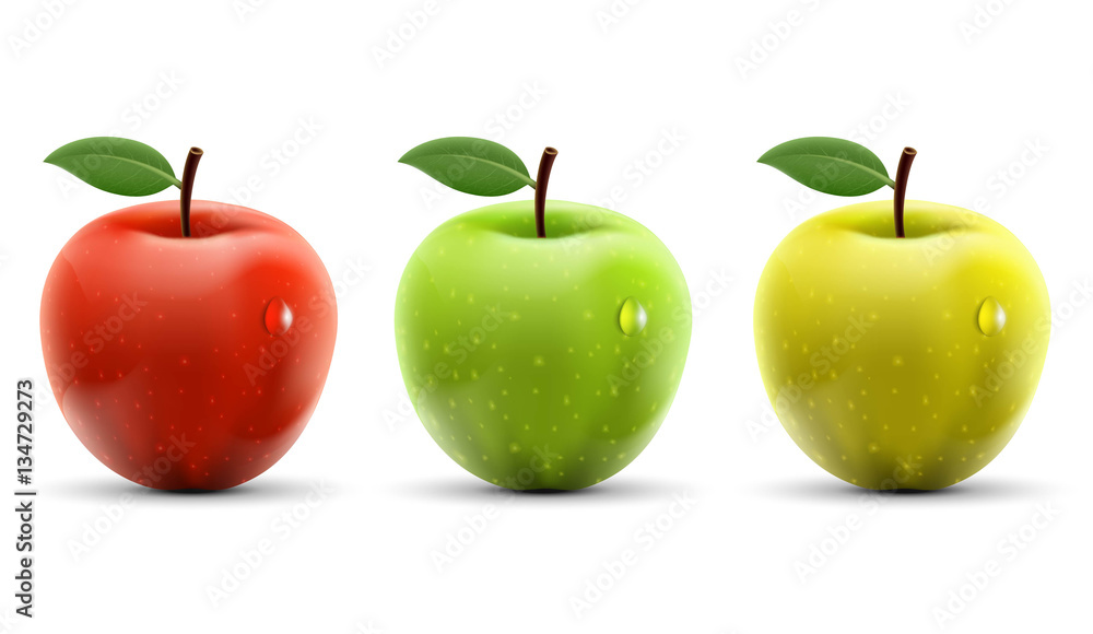 Set of red, yellow and green apples isolated on white background Stock ...