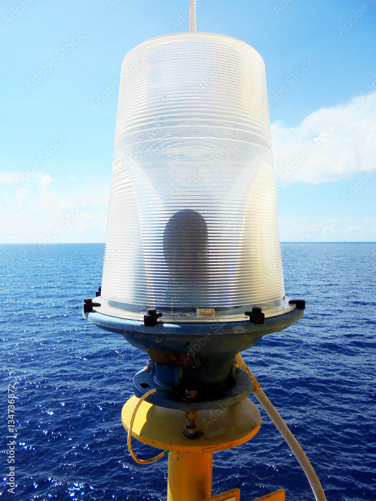 Check navigation lights bulbs on the oil & gas offshore wellhead ...