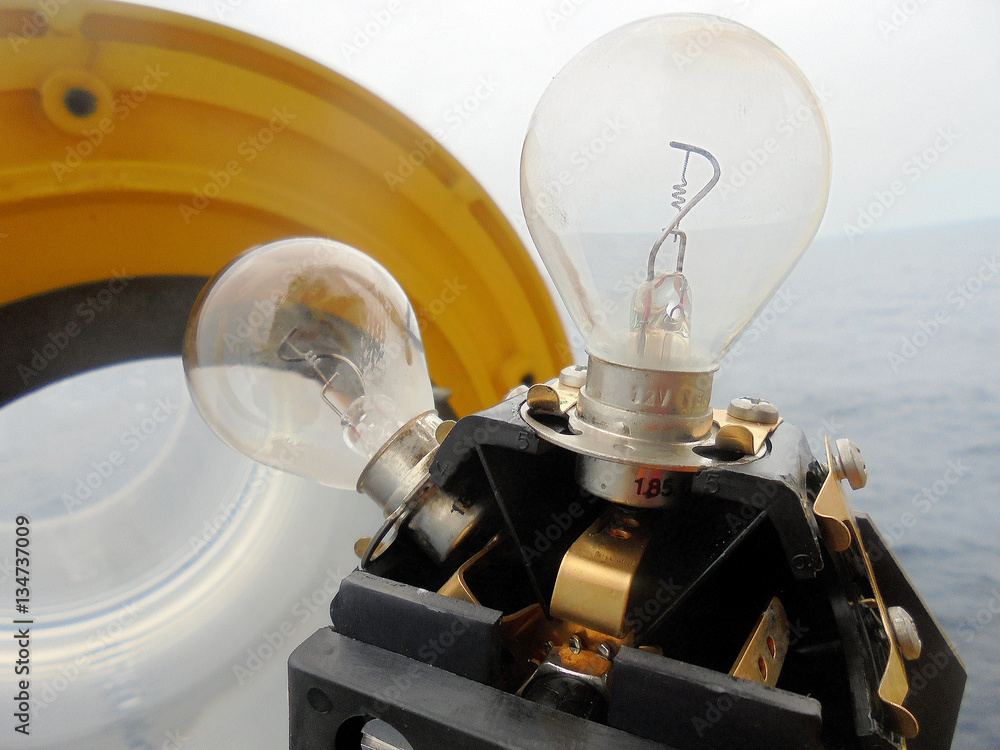 Check navigation lights bulbs on the oil & gas offshore wellhead ...