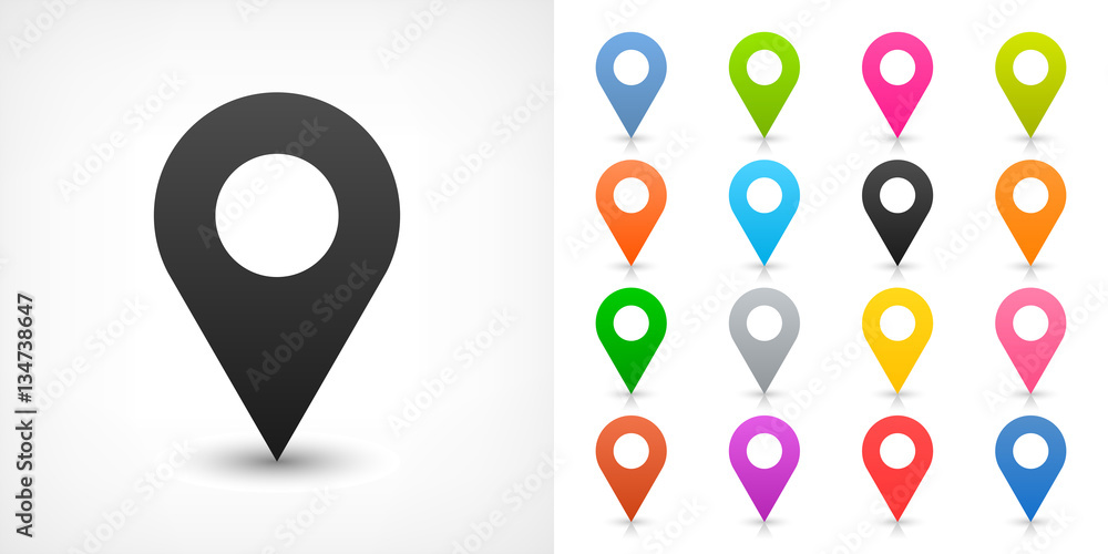 Color map pin sign location icon in flat style Stock Vector | Adobe Stock