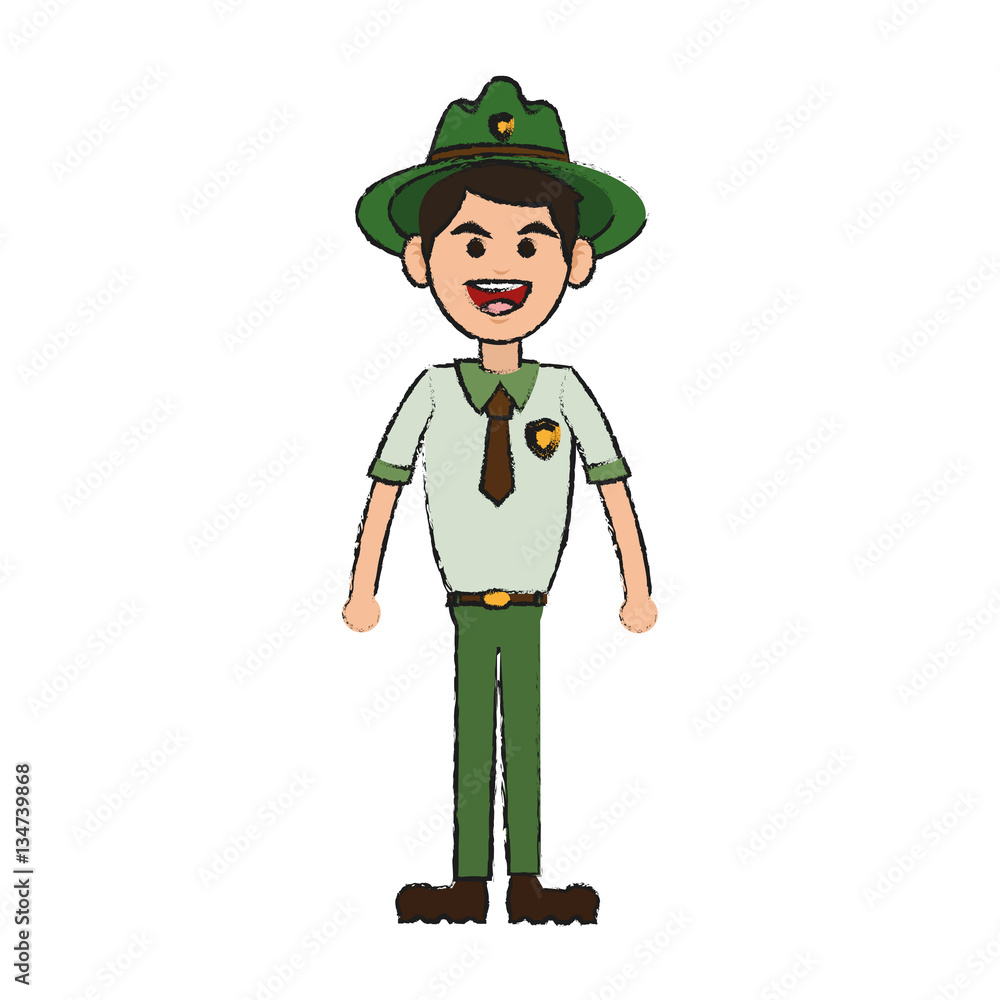 happy Forest ranger icon over white background. colorful design. vector ...