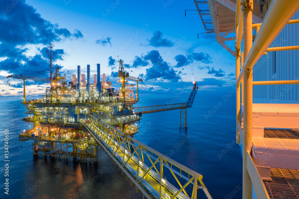 Oil and gas central processing platform in the gulf of Thailand ...