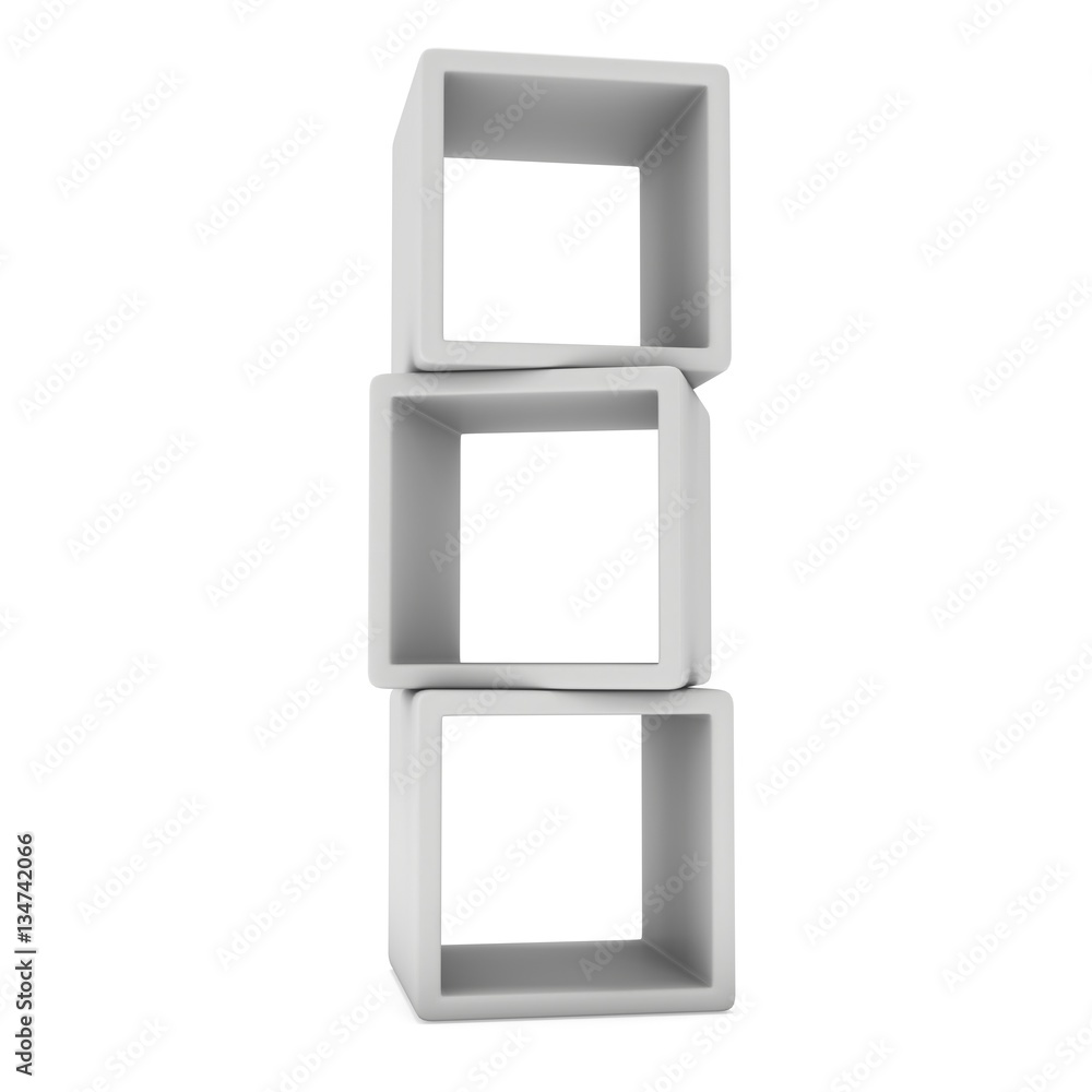 Product display boxes. 3D render isolated on white. Platform or Stand ...