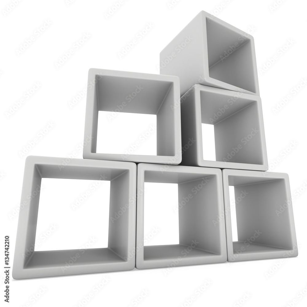 Product display boxes. 3D render isolated on white. Platform or Stand ...