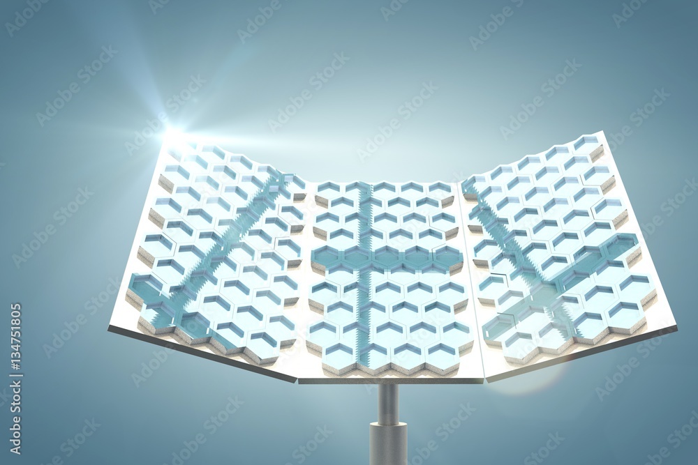 Composite image of modern solar panel with hexagon shape 3d Stock Photo ...