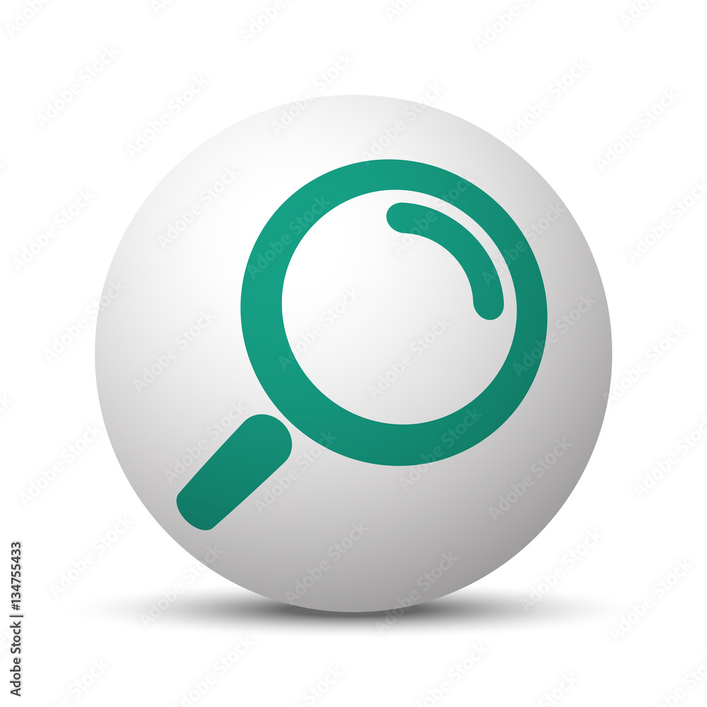 Green Magnifying Glass icon on white sphere Stock Vector | Adobe Stock