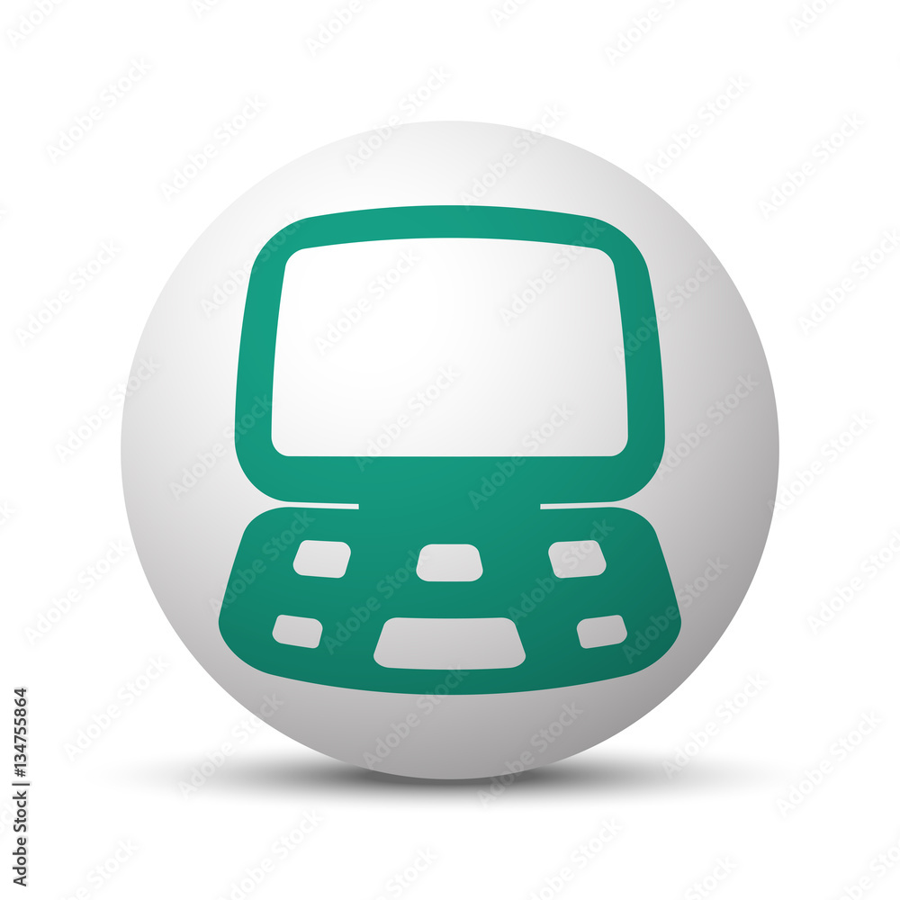 Green Computer icon on white sphere Stock Vector | Adobe Stock