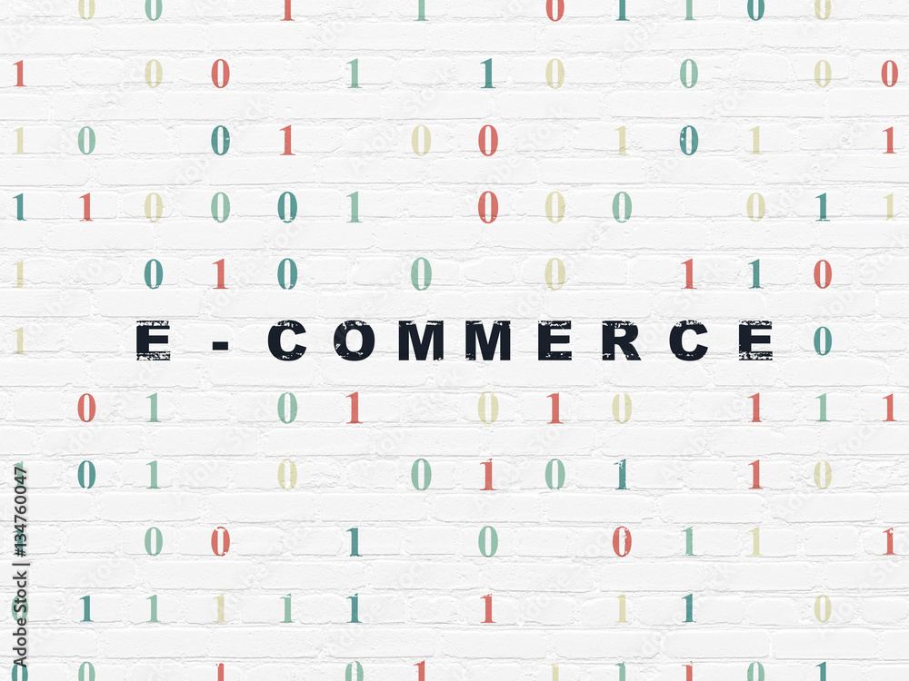 Business concept: E-commerce on wall background Stock Illustration ...