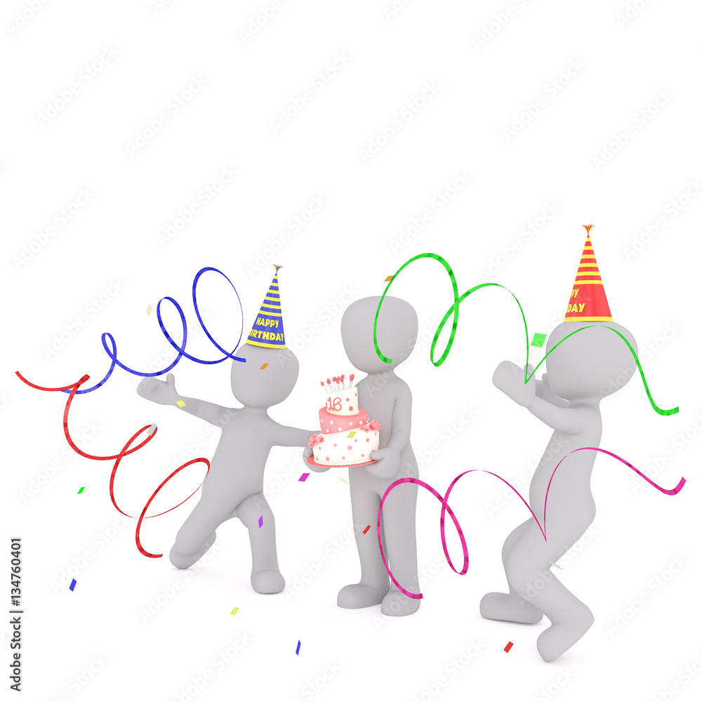 Cartoon Characters at Birthday Party Celebration Stock Illustration ...