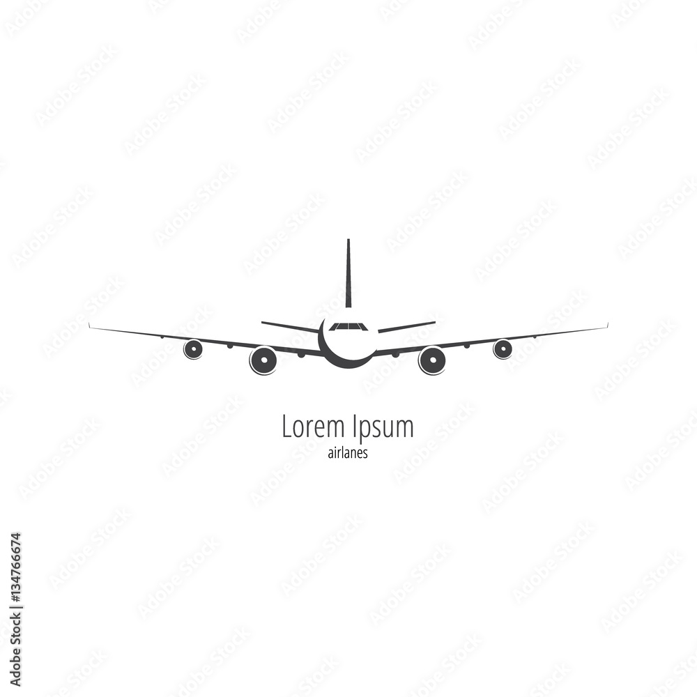 Airplane logo. Vector illustration isolated on white Stock Vector ...