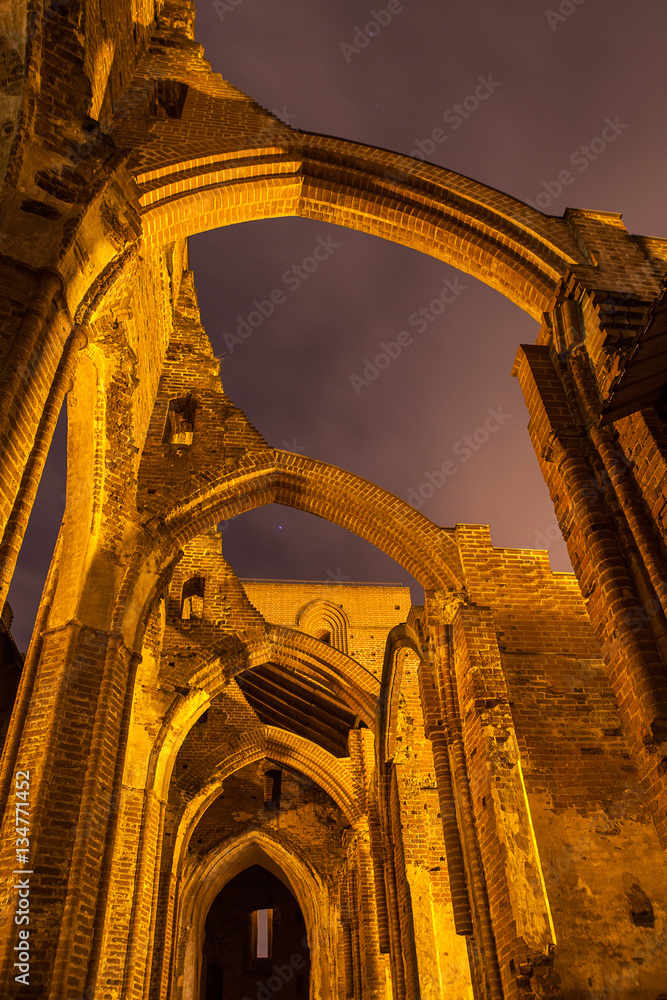 Ancient church ruins at night in Tartu, Estonia Stock Photo | Adobe Stock