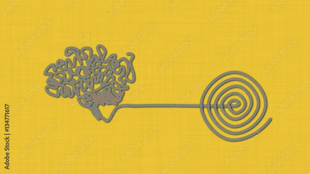 Brain Untangling to spiral 4K (loop) Brain made of rope unraveling ...