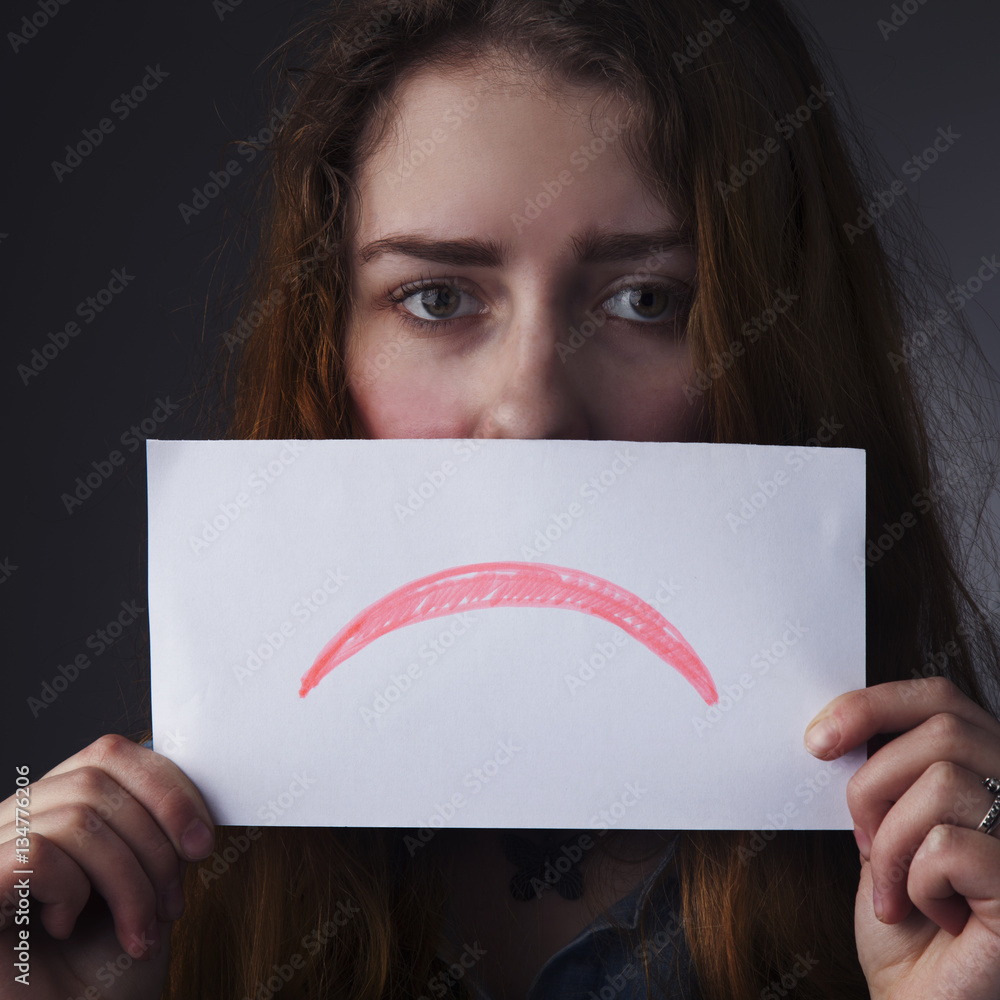 Single and lonely woman depressed (Gestures, body language) Stock Photo ...