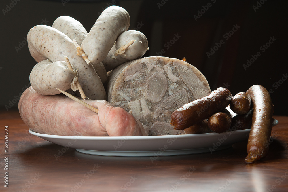 Photo & Art Print Czech liver sausage, head cheese, pork blood sausage, Val