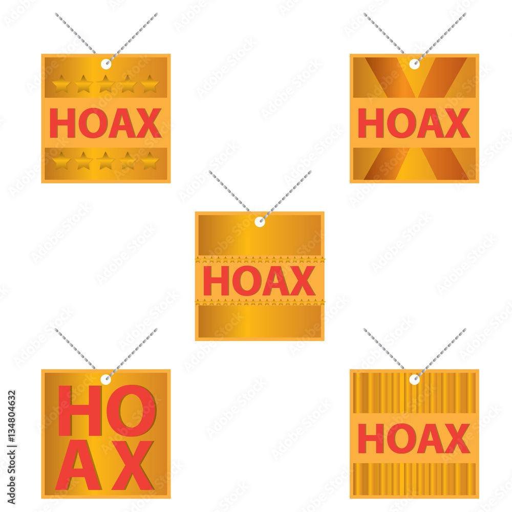 set of hoax text with red font and gold background. vector illustration ...
