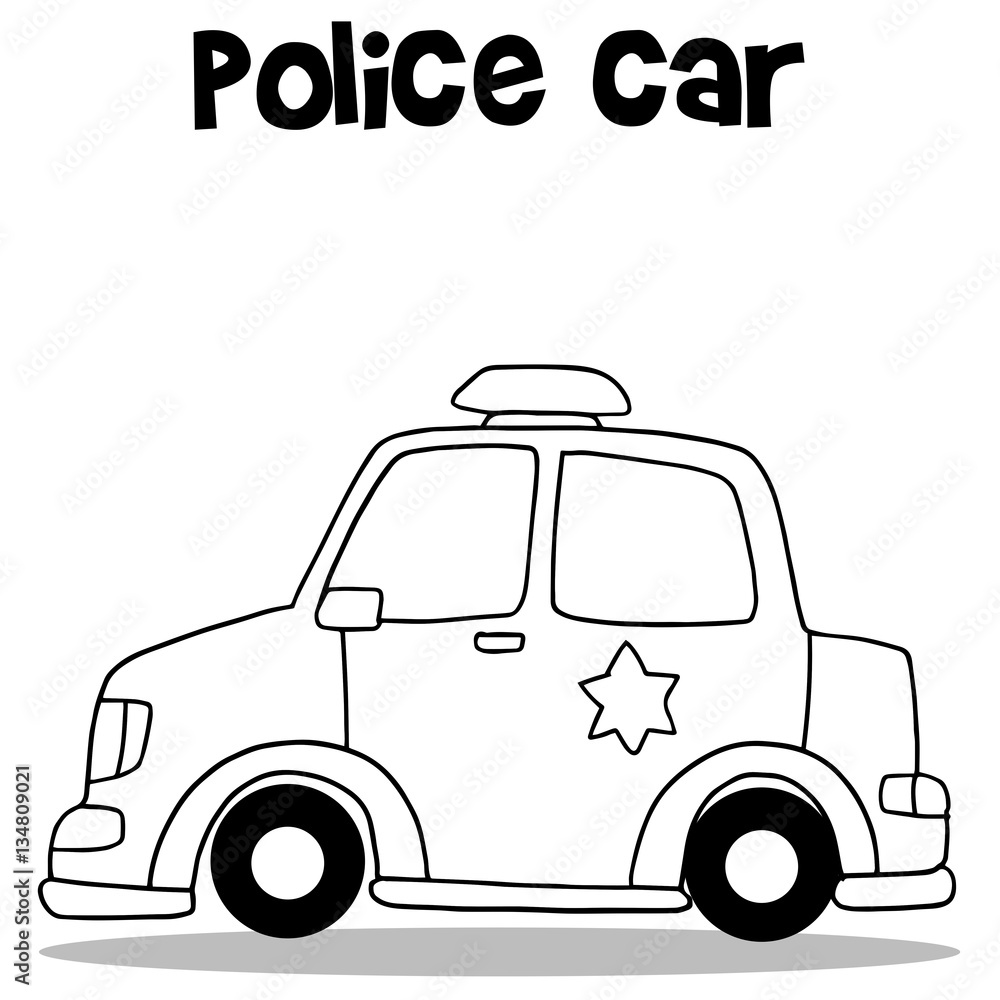 Hand draw of police car vector Stock Vector | Adobe Stock