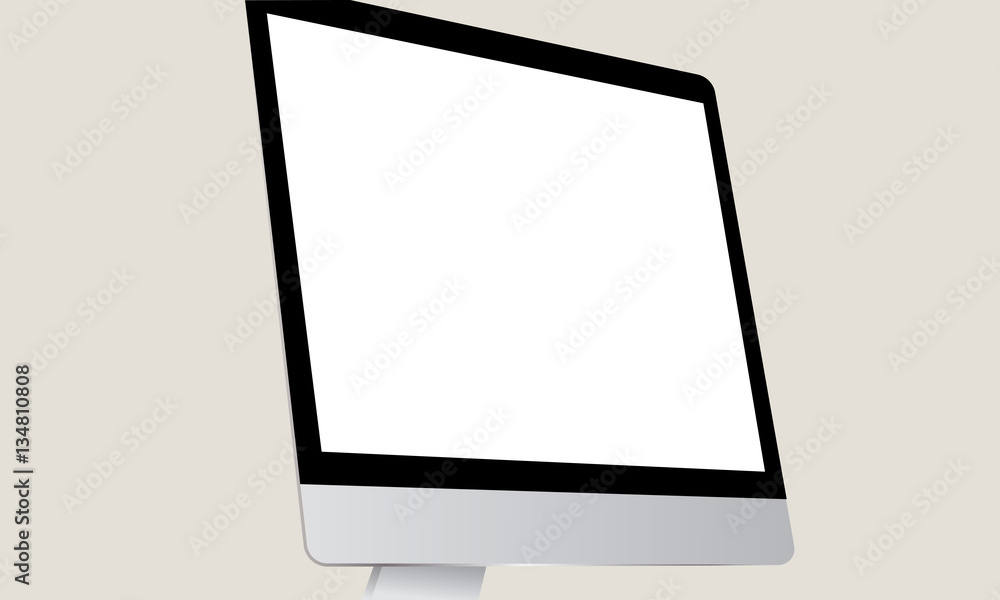 Computer monitor with blank screen on beige background. Monitor mockup ...
