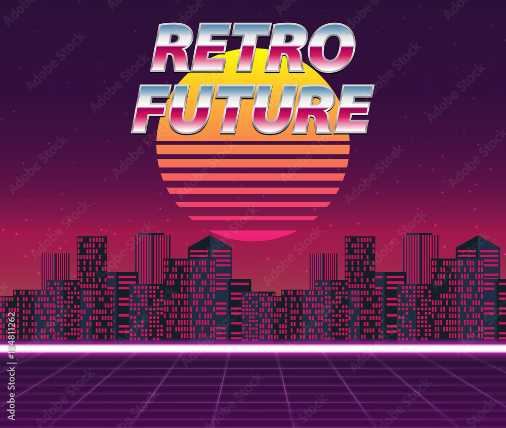 Retro futuristic vector background Stock Vector | Adobe Stock