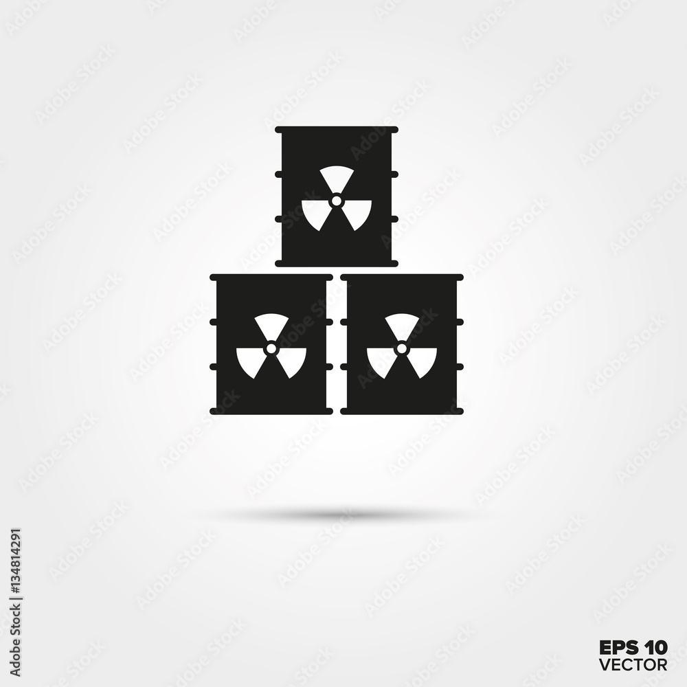 Nuclear waste barrels icon. Radioactive trash Symbol. Stock Vector ...