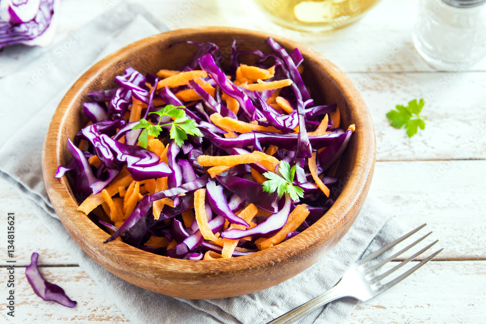 Red Cabbage Coleslaw Salad Stock Photo | Adobe Stock