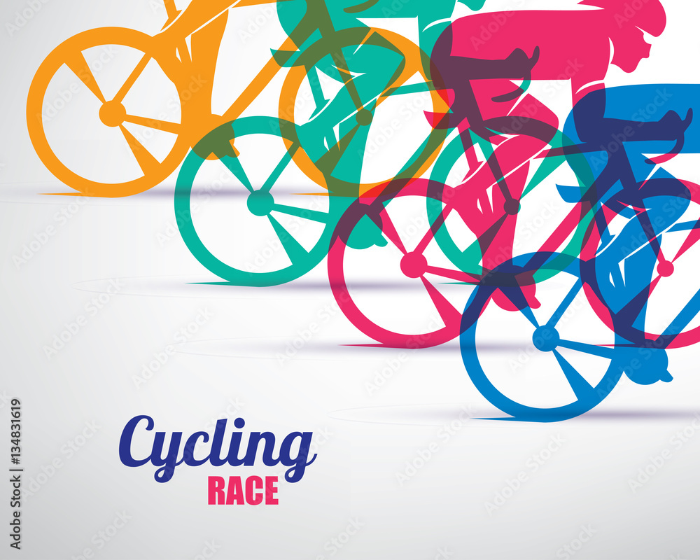 cycling race stylized background, cyclist vector silhouettes Stock ...