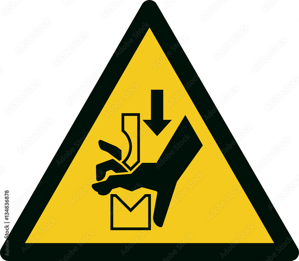 ISO 7010 W030 Warning; Hand crushing between press brake tool Stock ...