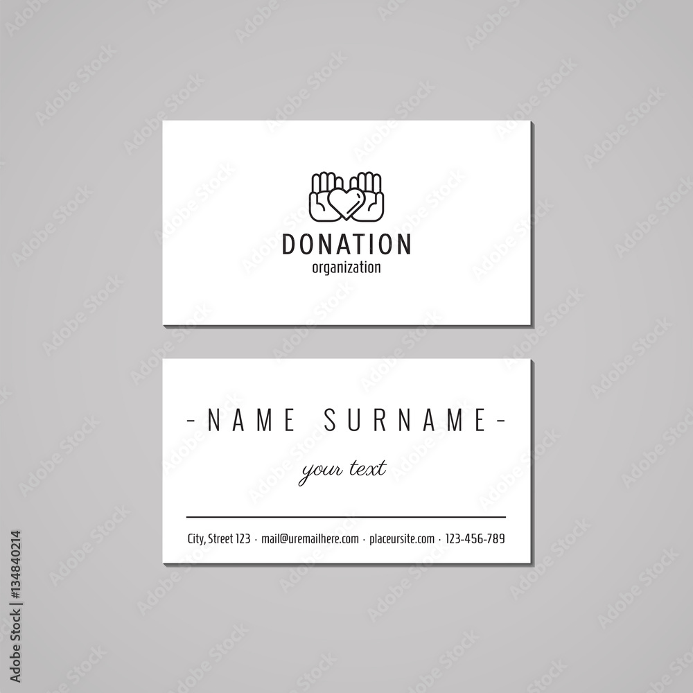 Donations and charity business card design concept. Logo with ha Stock ...