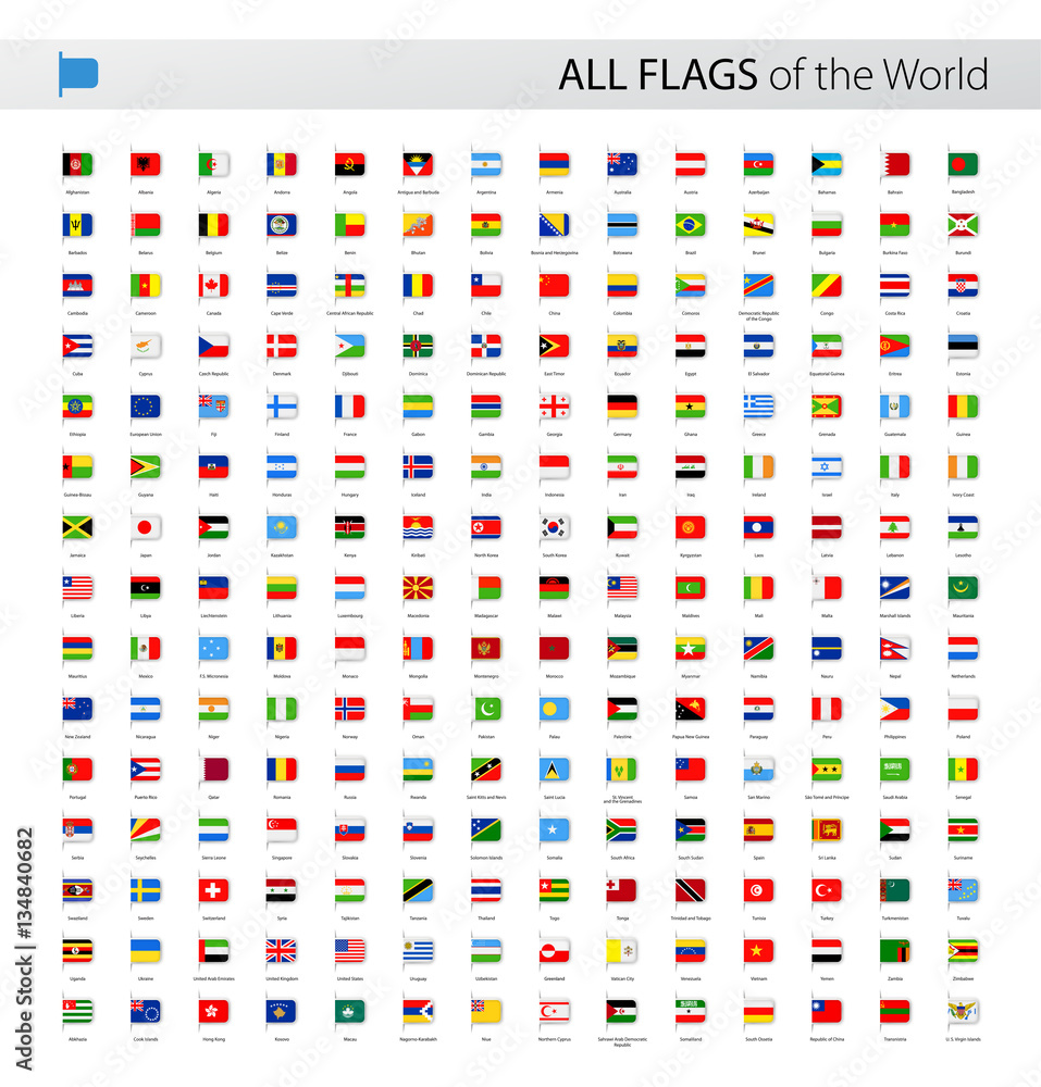 All World Bookmark Label Vector Flags - Collection Stock Vector | Adobe ...