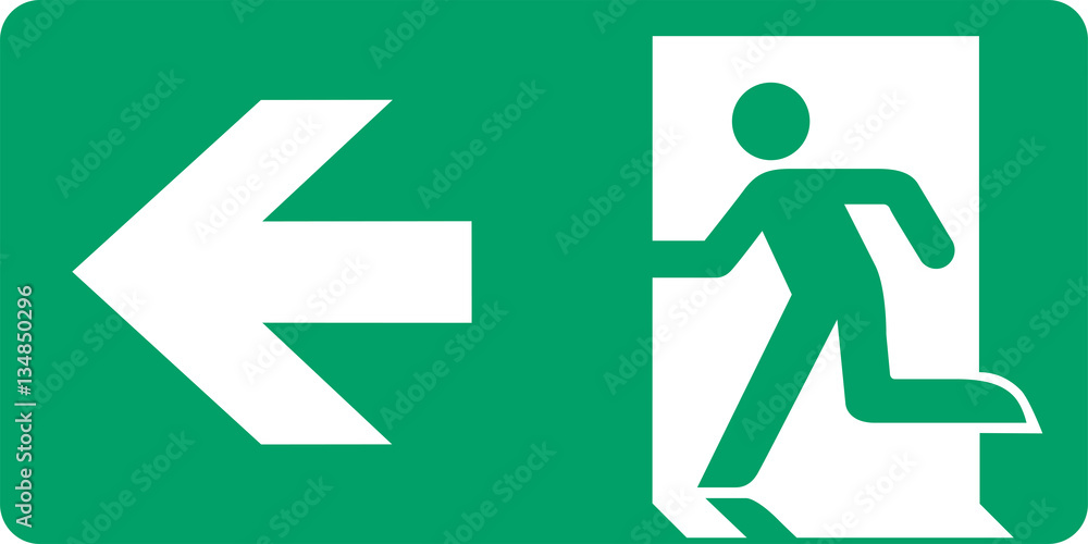 ISO 7010 E001 Emergency exit (left hand) Stock Vector | Adobe Stock
