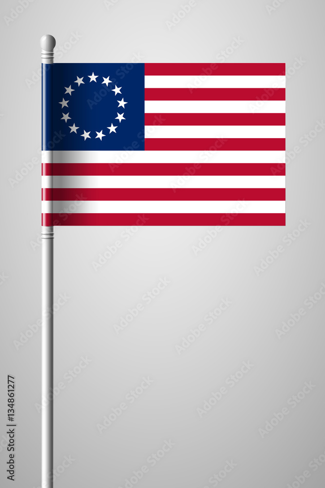 American Betsy Ross Flag. National Flag on Flagpole Stock Vector ...