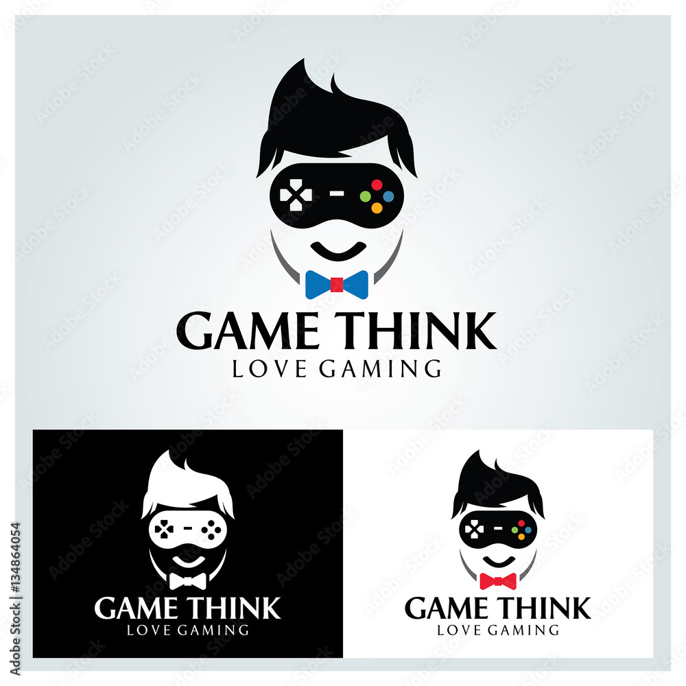 Gamer think logo design template, Geek logo design concept, Vector ...