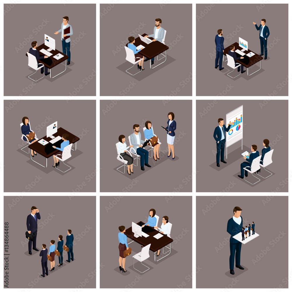 Business people isometric set of women and men in a set of 3D business ...