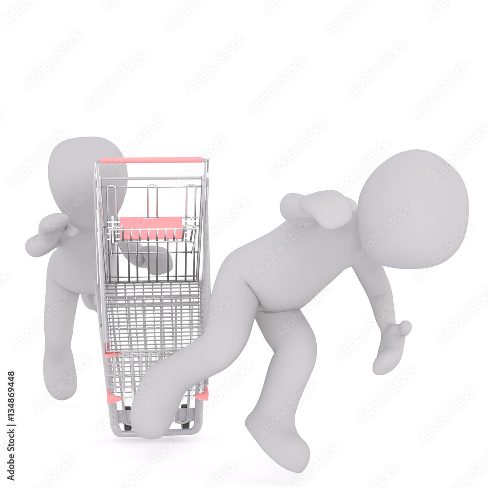 3D man falling off shopping cart Stock Illustration | Adobe Stock