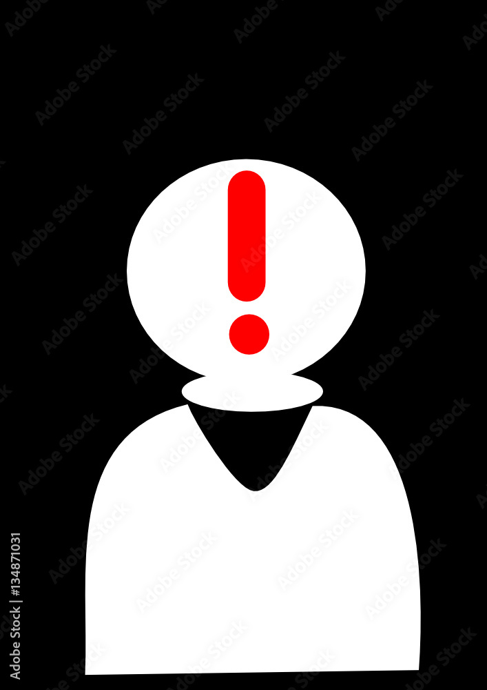 Man icon with an exclamation mark on his head Stock Vector | Adobe Stock