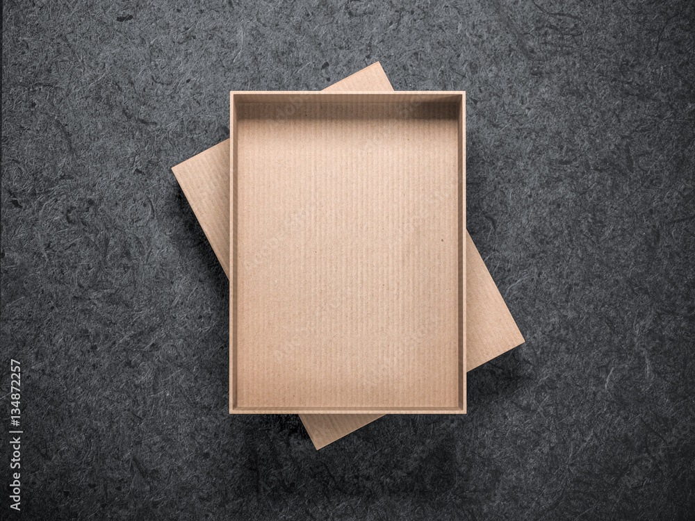 Empty Opened Cardboard Box Mockup, 3d rendering Stock Illustration ...