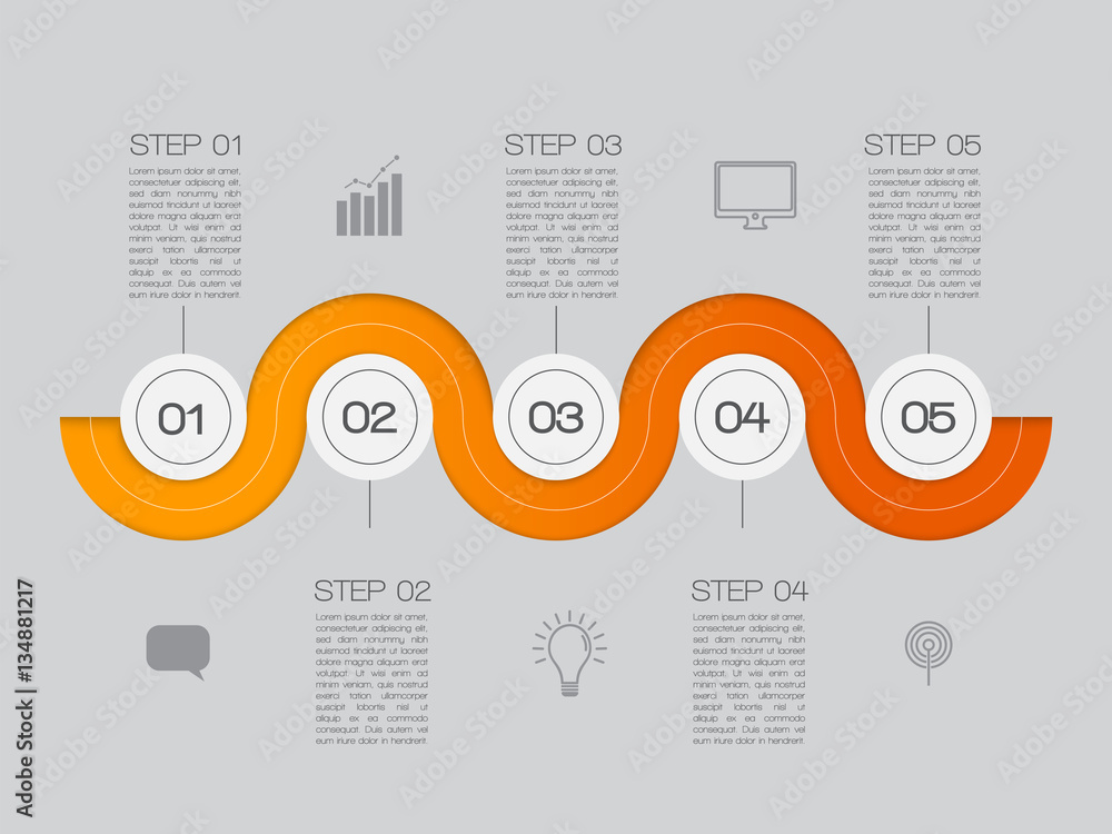 Steps One, Two, Three, Four, Five. Inforgraphics Illustration with ...