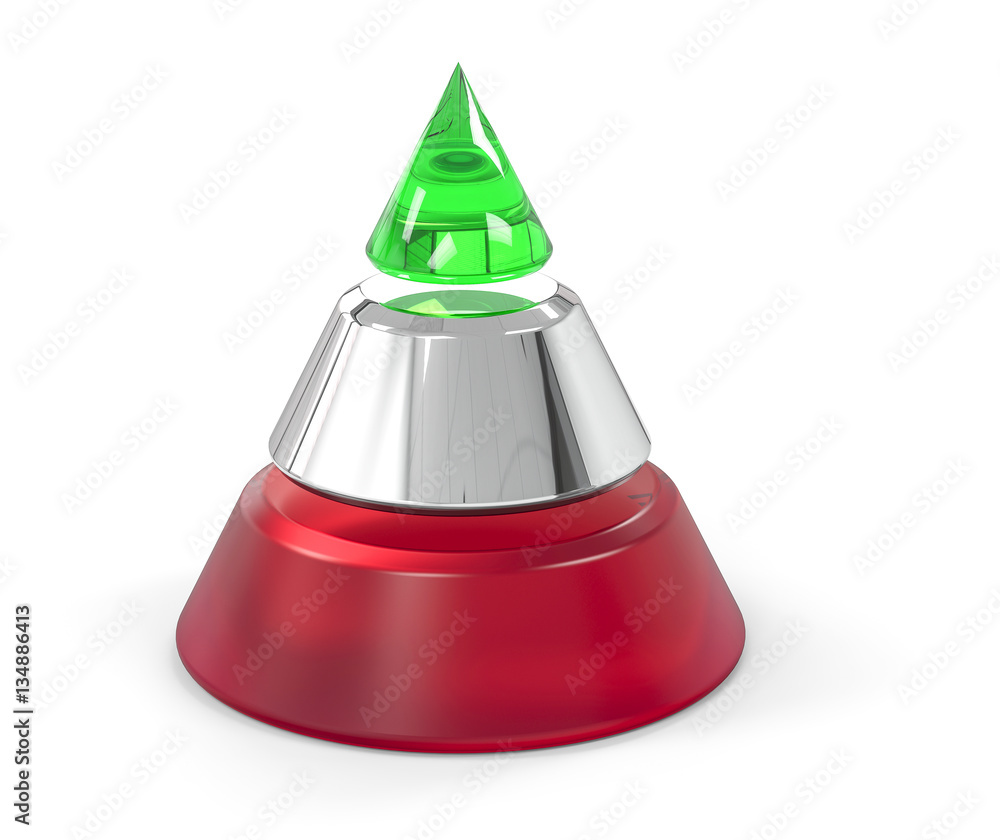 3D Isolated Three Level Pyramid Cone Hierarchy Structure Colored Stock ...